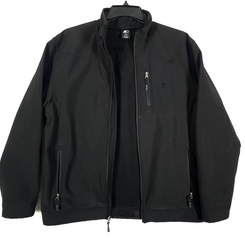 Starter Jacket Mens M Soft Shell Black Full Zip Fleece Lined Water ...
