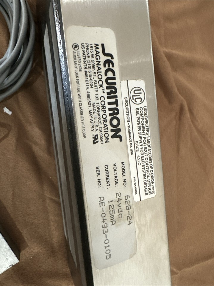 Securitron Electromagnetic Door Lock 24VDC Magnalock 1200Lbs Model 62G ...