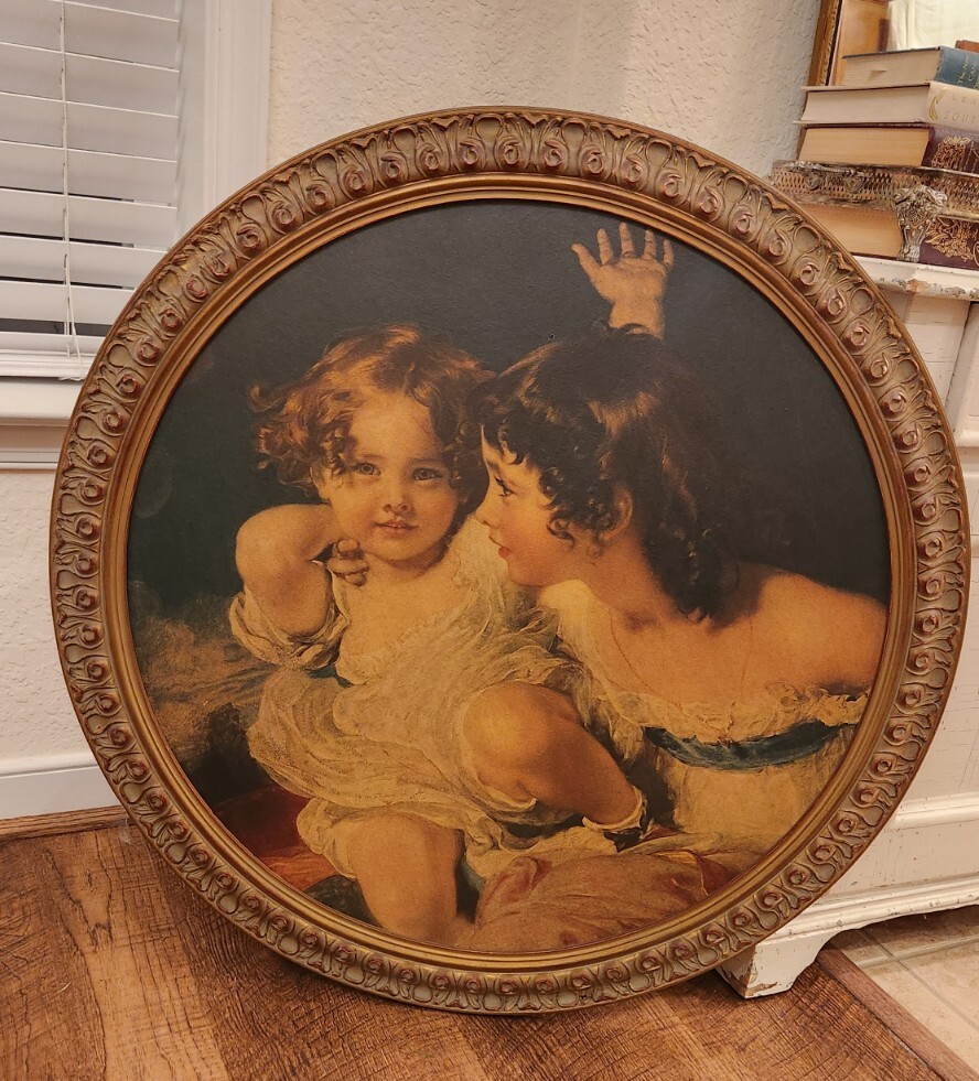 The Calmady Children Framed 33" Art Print Ornate Round Gold Frame | eBay