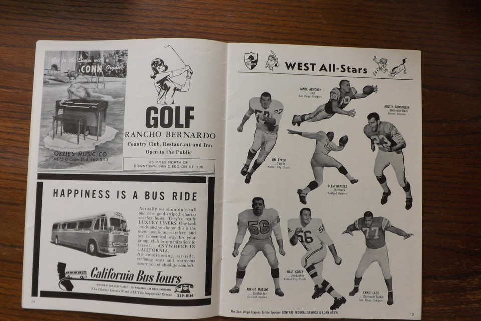 1964 AFL American Football League 3rd All Star Game Program! N3 Ends on ...