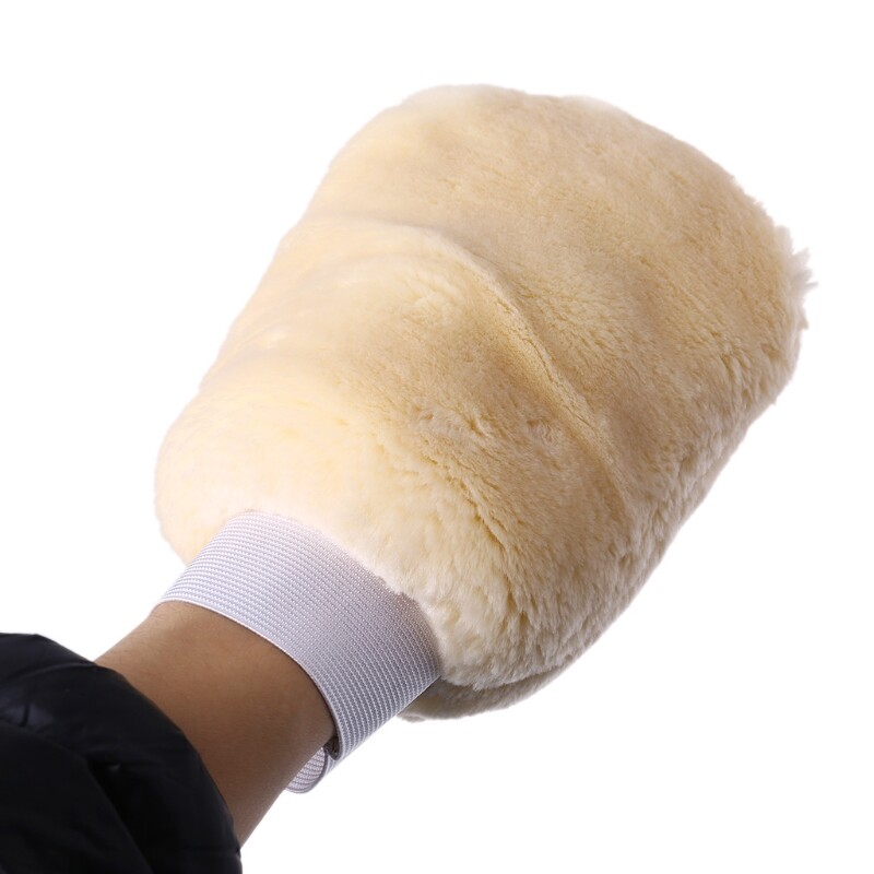 Sheepskin Mitt Car Soft Polishing Glove Lambswool Washing Cleaning ...