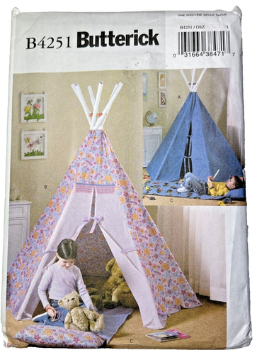Butterick Pattern B4251 Child's Indoor Tent & Mat, Tepee Style. Uncut ...