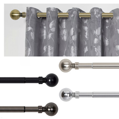 Extendable Curtain Poles with End Finials + Fittings Set 28mm Heavy ...