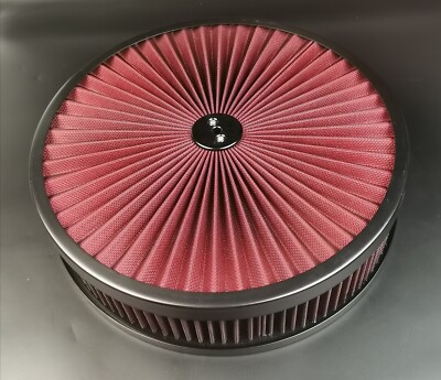 14"x3" black red washable air cleaner complete recessed base SBC 350 | eBay