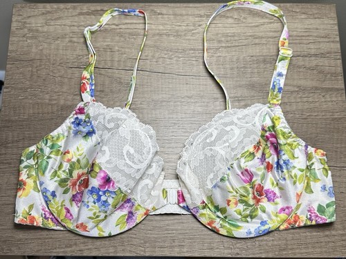 Victoria’s Secret Bra “Gold Label” Satin Lace Floral Front Close Size ...
