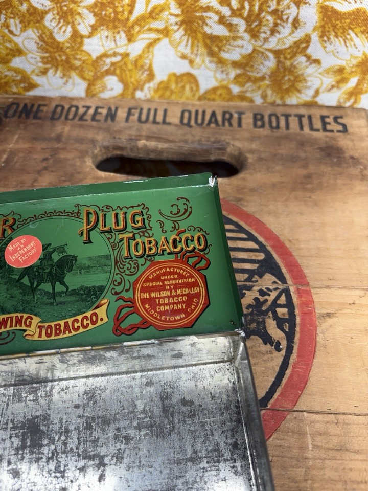 Vtg ADVERTISING EMPTY CAVALIER PLUG TOBACCO TIN Litho Clean Bright ...