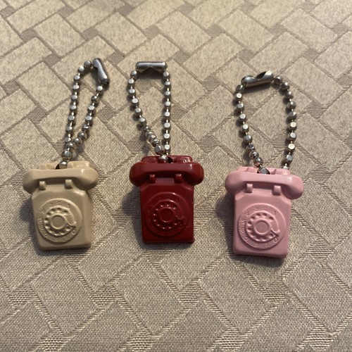 3 Vtg Mini Bell Rotary Plastic Telephone Key Chains 1950’s:Red/Pink ...