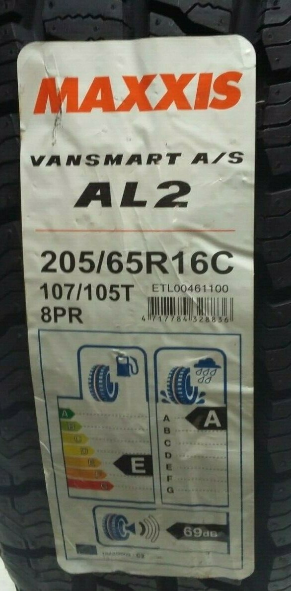 2 X 205/65 16C MAXXIS VANSMART ALL SEASON AL2 20565R16C 107T 8PR TYRES ...