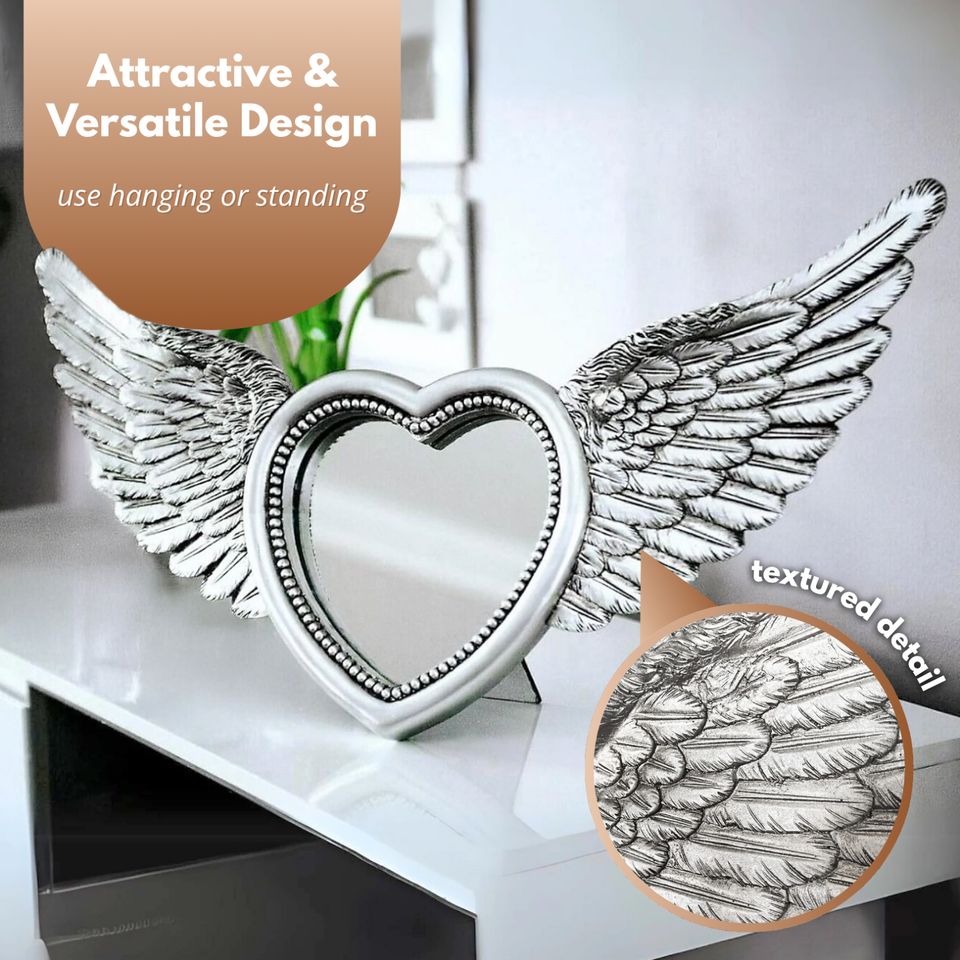 Angel Wings Wall Mirror Heart Xlarge Home Decoration Silver Free ...