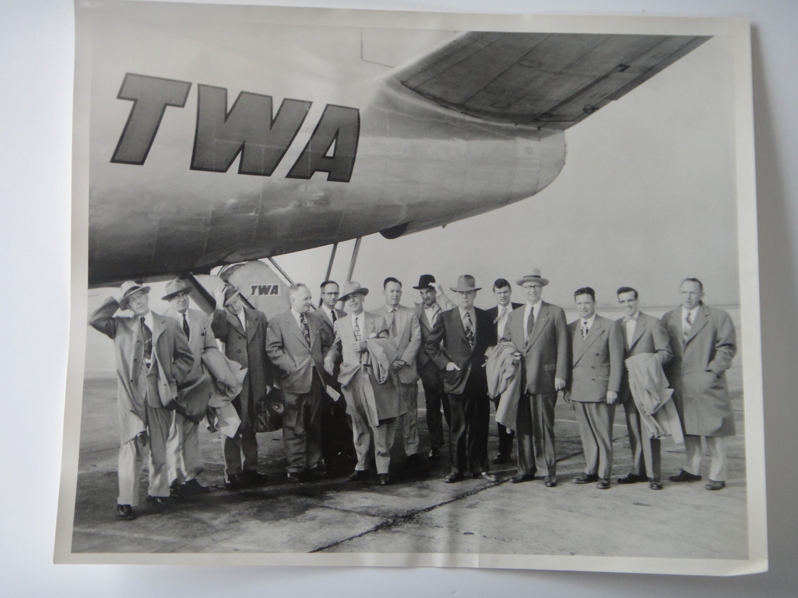 1948+- Original BW Photo Businessmen at tail of TWA Airliner Martin 2-0 ...