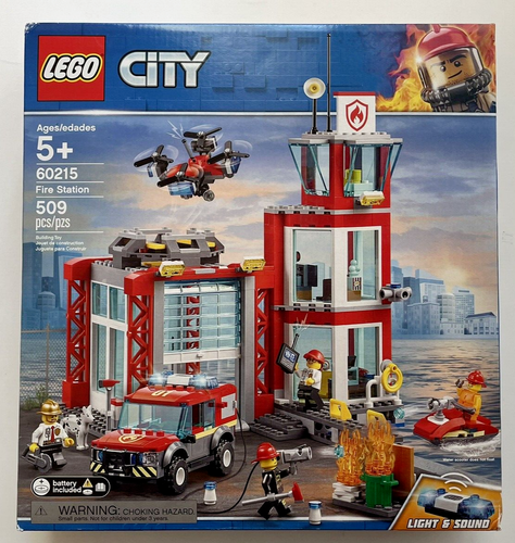 LEGO City Fire Station Set (60215) Building Kit 509 Pcs Firefighter ...