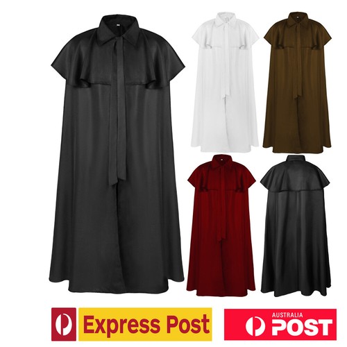 Medieval Gothic Hooded Coat Long Trench Halloween Devil Wizard Death ...