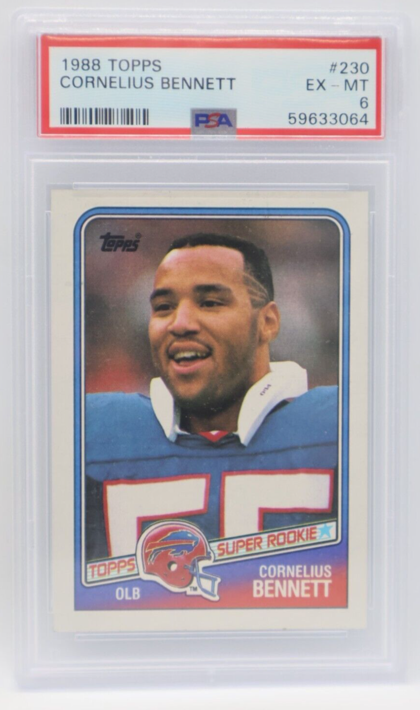 1988 Topps Football #230 Rookie Buffalo Bills - PSA EX-MT 6 - CORNELIUS ...