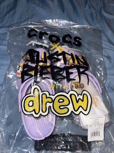 Justin Bieber Drew x Crocs, lavender, size 7 W/5M w/ white Drew tube ...