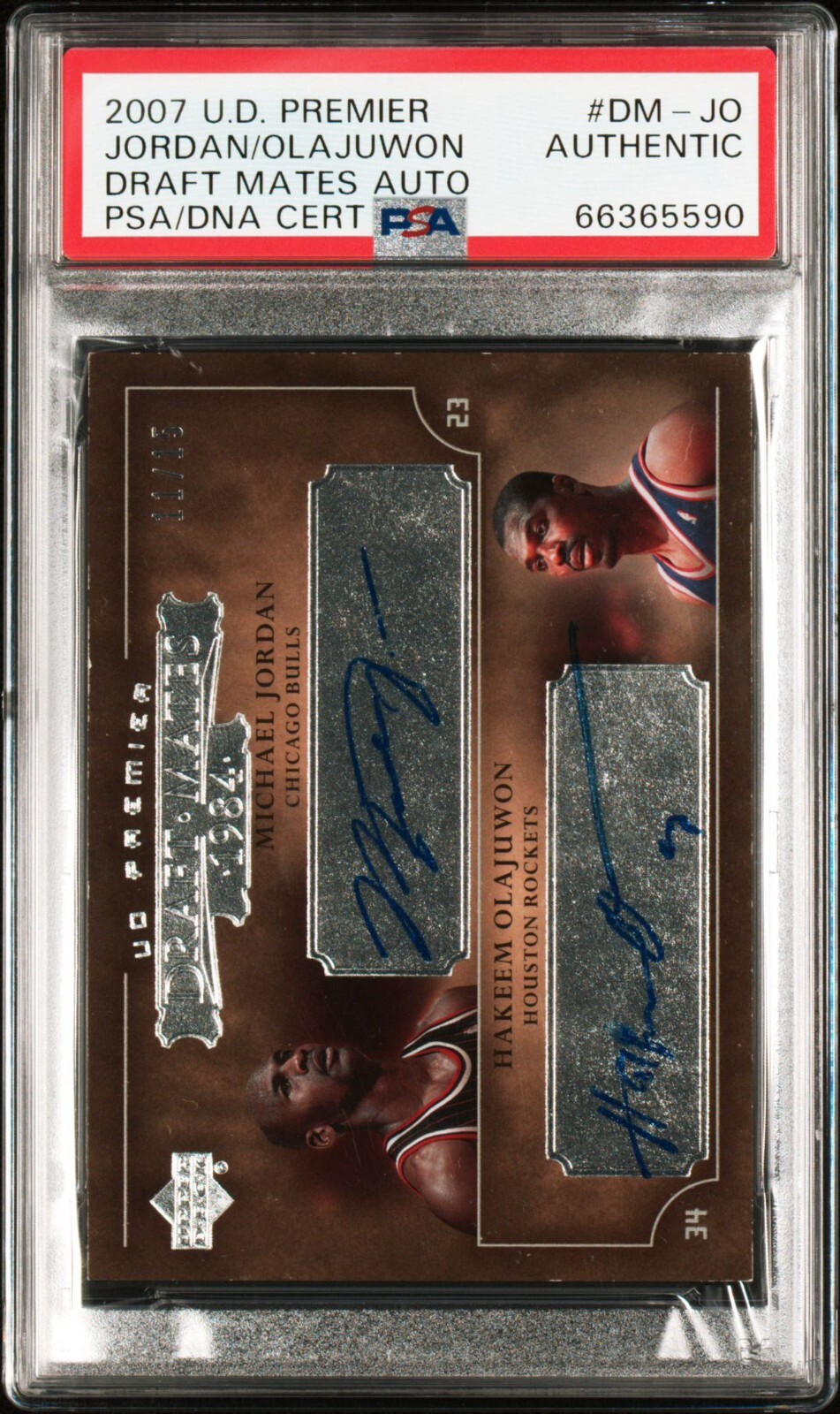2007 08 Upper Deck Premier Michael Jordan Hakeem Olajuwon Auto /15 PSA ...