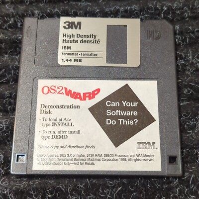 OS/2 Warp Version 3 Demo Disk 3.5" (DOS, Windows, IBM, V3, Ultimotion ...