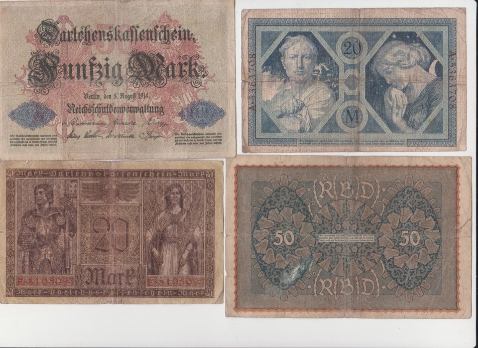 Lot Germany Reich 7 banknotes 1906-... reichsmark, WW1- paper money | eBay