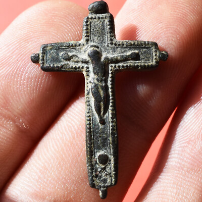 AWESOME PECTORAL 17TH CENTURY CRUCIFIX CROSS ANTIQUE LATIN INSCRIPTION ...