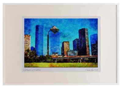 808075 Houston Skyline Texas U.S.A. A2 Picture Frame Watercolour print ...