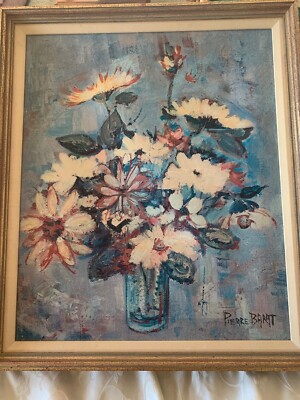 Pierre Barat Signed By Artist 1960s Modern Floral Oil Painting 18X22 ...