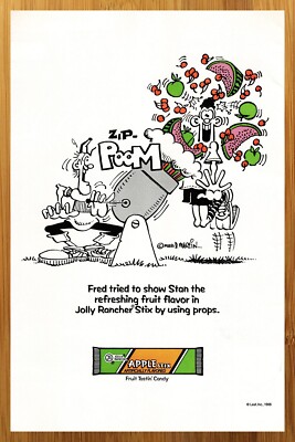 1988 Jolly Rancher Apple Stix Candy Vintage Print Ad/Poster 80s Kid Pop ...