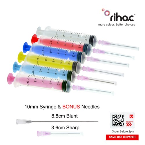 10ml Coloured Syringe + Needles Refill Ink Cartridges & CISS Inkjet ...