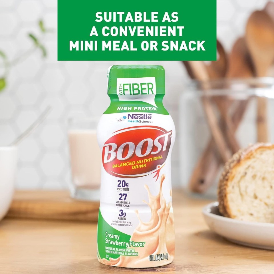 BOOST High Protein with Fiber Creamy Creamy Strawberry, 8 fl oz Bottle ...