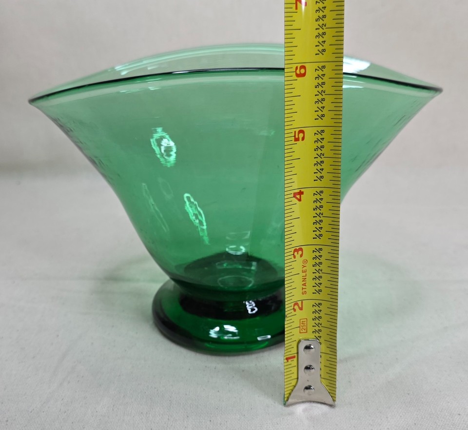 VTG Blenko | Green Glass Fan Form Vase | Mid Century Hand Blown Art ...