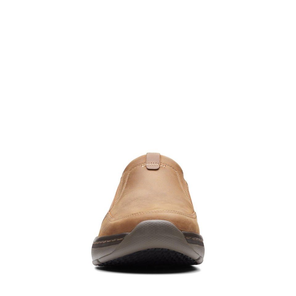Clarks Mens Pro Step Brown Leather Casual Slip On Shoes | eBay