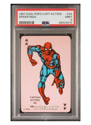 1967 Kool Pops Captain Action Spider-Man #4A Red Color Match PSA 9 (Low ...