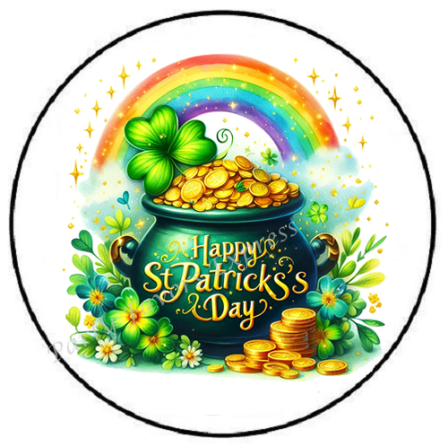 HAPPY ST PATRICKS DAY POT OF GOLD ENVELOPE SEALS LABELS STICKERS PARTY ...