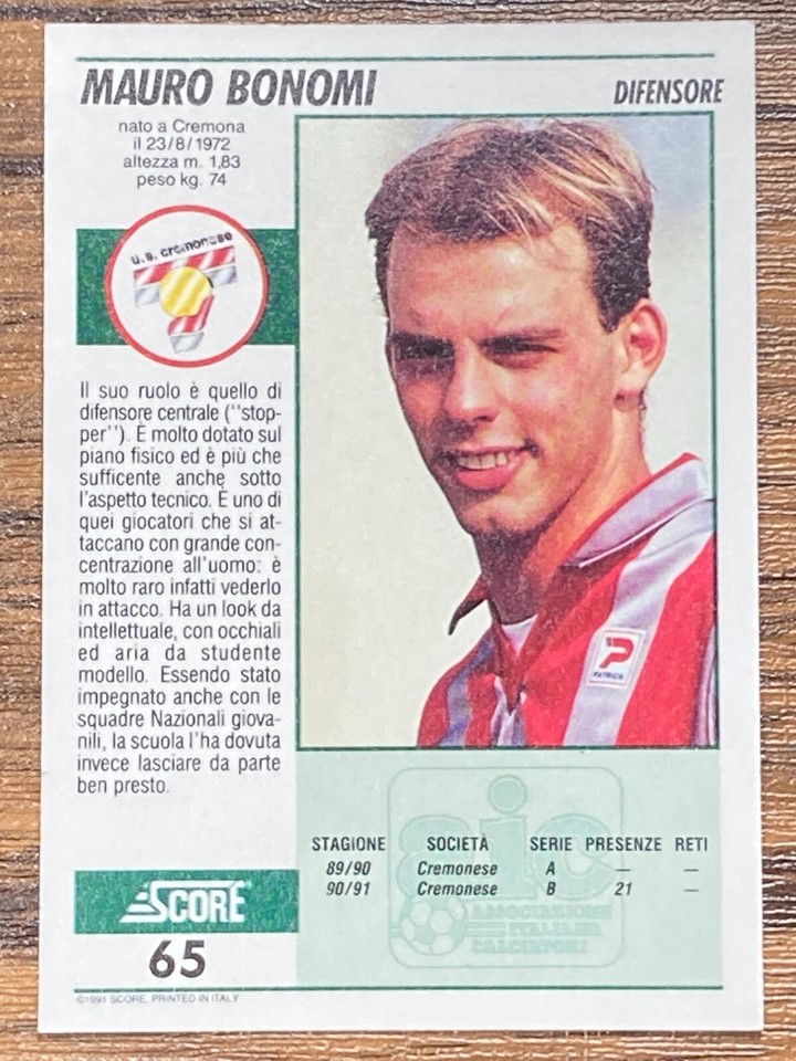 Score 92 Card Calcio Serie A Mauro Bonomi Cremonese | eBay