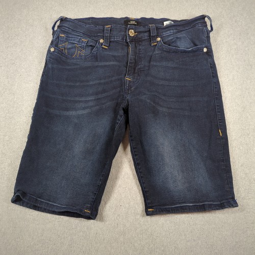 True Religion Ricky Relaxed Straight Shorts Mens 36 Blue Denim Stretch ...