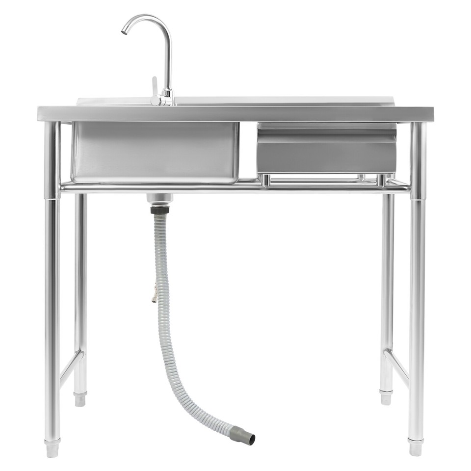 Stainless Steel Commercial Kitchen Sink Prep Table w/Faucet &Drawer ...