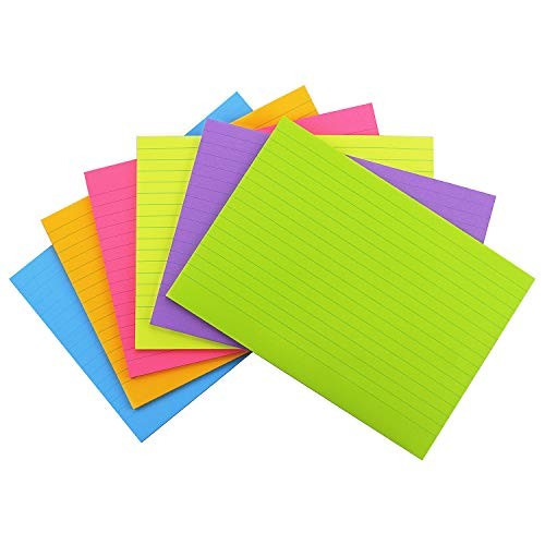Lined Sticky Notes with Lines 8x6 Self-Stick Notes 6 Bright Color 6 ...