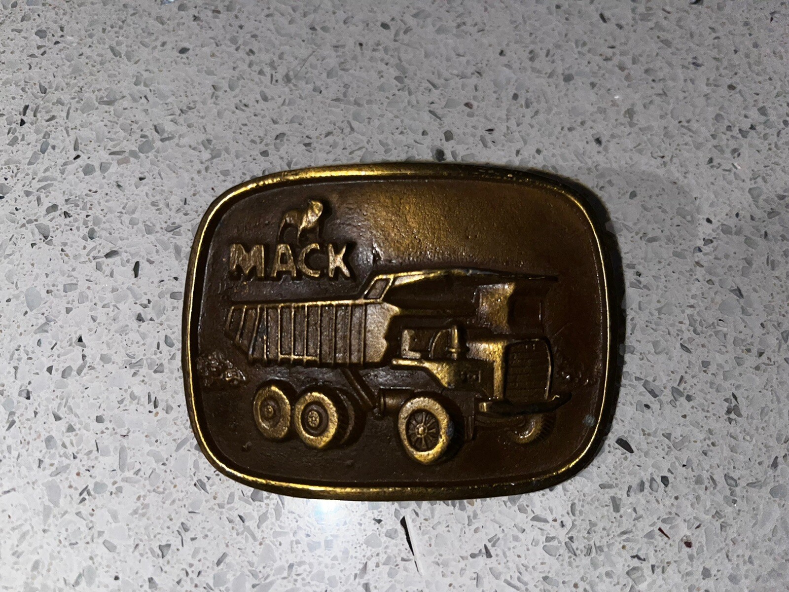 Vintage Mack Truck Brass Belt Buckle Double Twin Stac… - Gem