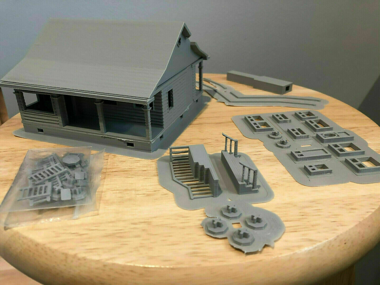 HO Scale Cottage house set (Gray) Hobby train town unassembled DIY Kit ...