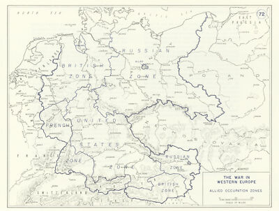World War 2. Germany & Austria 1945. Allied Occupation Zones 1959 old ...