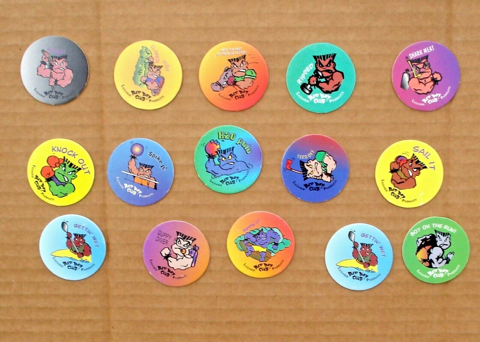 Lot of 15 Vintage Pogs Bad Boy Club Spike Knock Out Ripped Wet 1990s ...