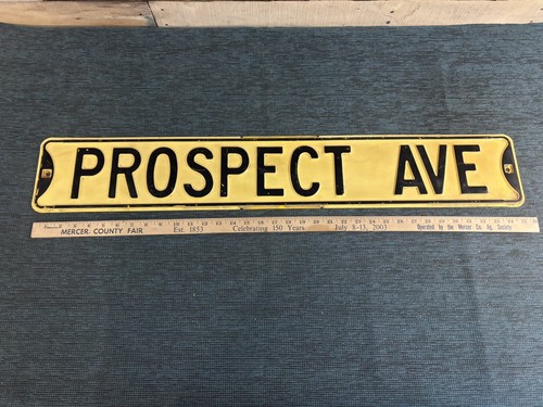 Vtg PROSPECT AVE Street/Road Sign 36 "x 6" Pressed/Embossed/Raised ...