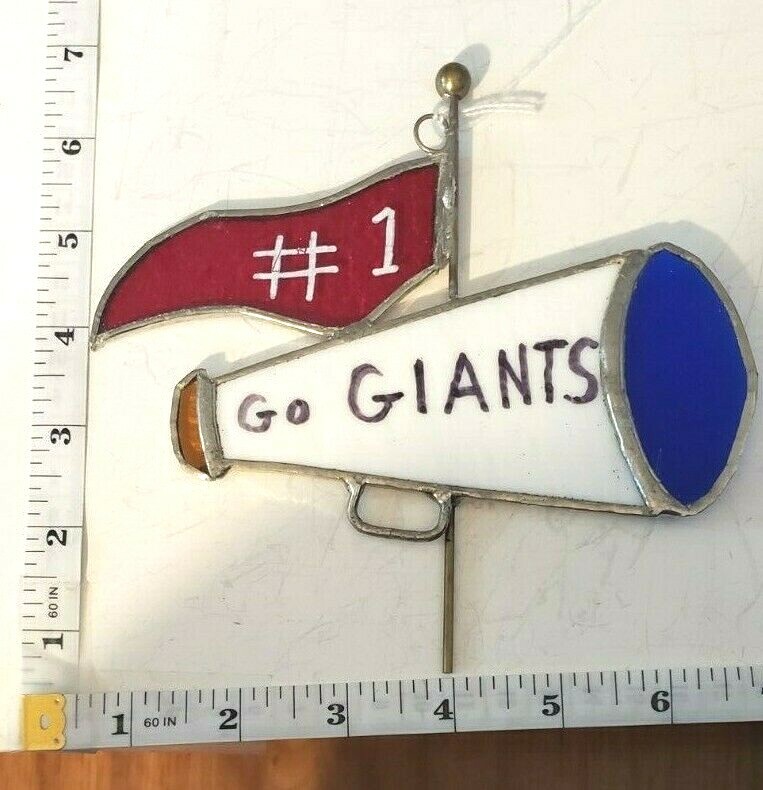 Stained Glass Sun catcher Handmade USA MEGAPHONE/GIANTS 7 X 6 | eBay