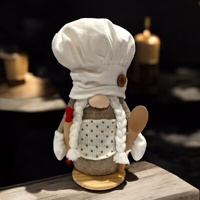 Kitchen Chef Female Gnome Plush Gnome Doll With Rolling Pin & Wooden ...