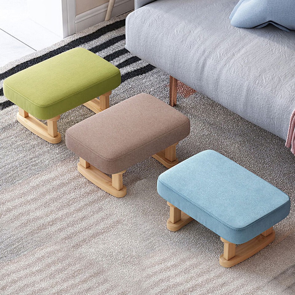 Wooden Modern Soft Ottoman Footrest Stool Foot Rest Small Chair Seat ...