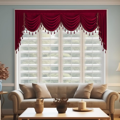 StangH Red Velvet Curtain Valance for Living Room, Christmas Window ...