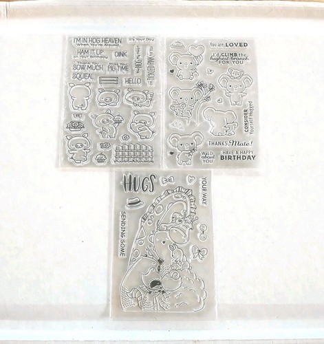 Lot Clear Cling Stamps Giraffe Pigs Koala Dogs puppy Racoons Hugs Love ...