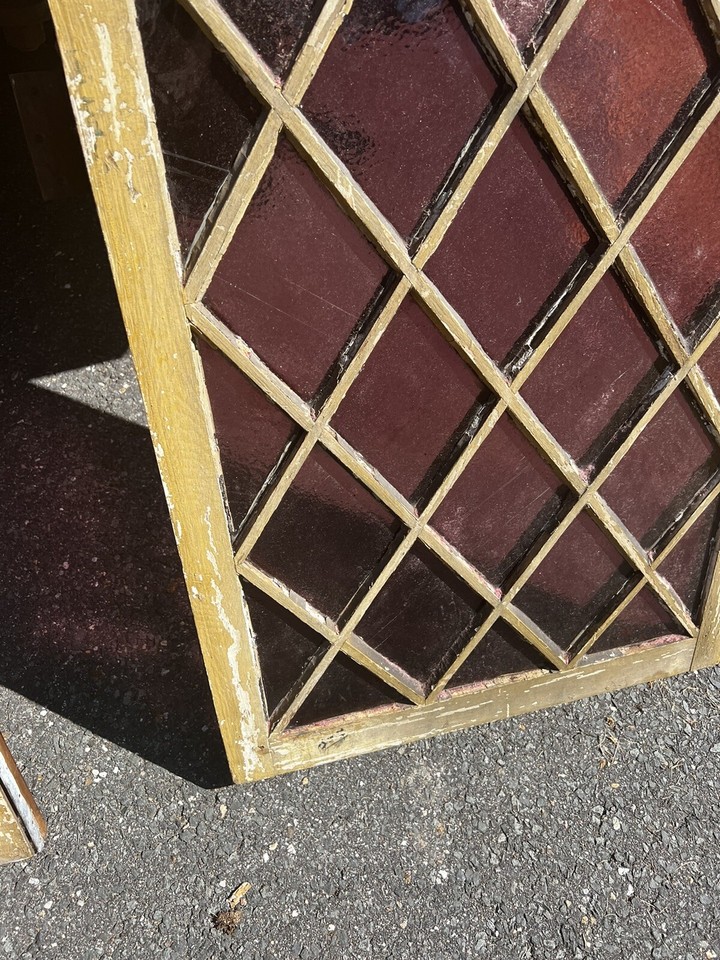 antique c1900 MISSION style TUDOR diamond pane casement window Purple ...