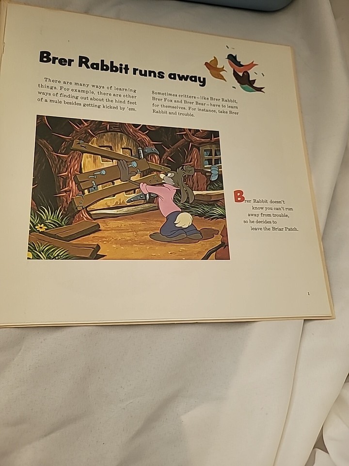 Vintage Disney Brer Rabbit LP Record Album w/ Book. 3907 Song Of The ...