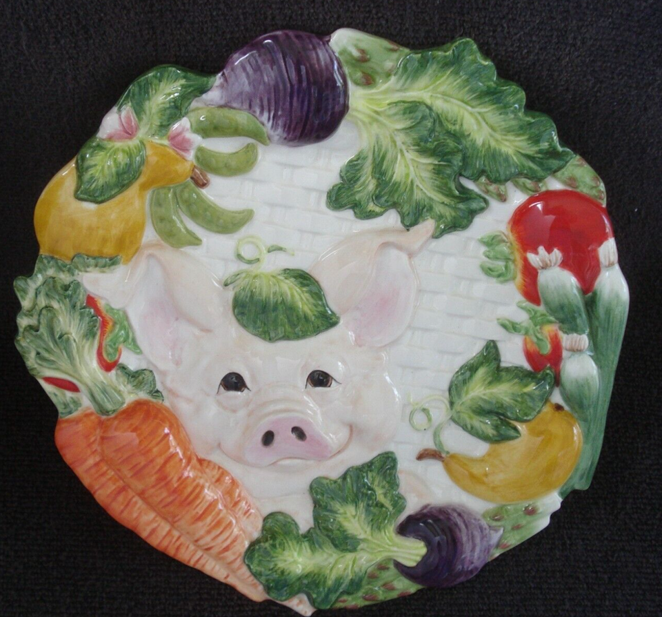 Fitz & Floyd Percy The Pig Canape Plate Dish 9" | eBay