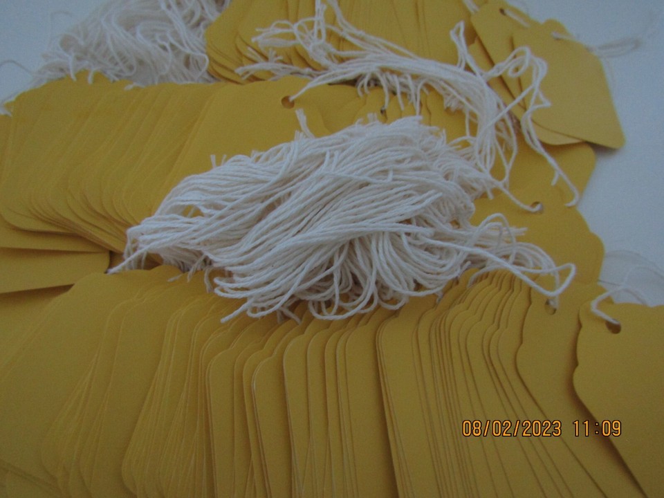 Retail price tags 250 new yellow blank tags with white string | eBay