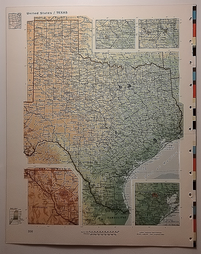 Vintage TEXAS Atlas Map from a 1967 Mid-Century Modern World Book Atlas ...